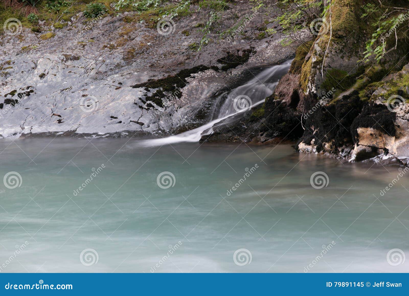 Waterfall Sliding into a River Stock Image - Image of sliding, long ...