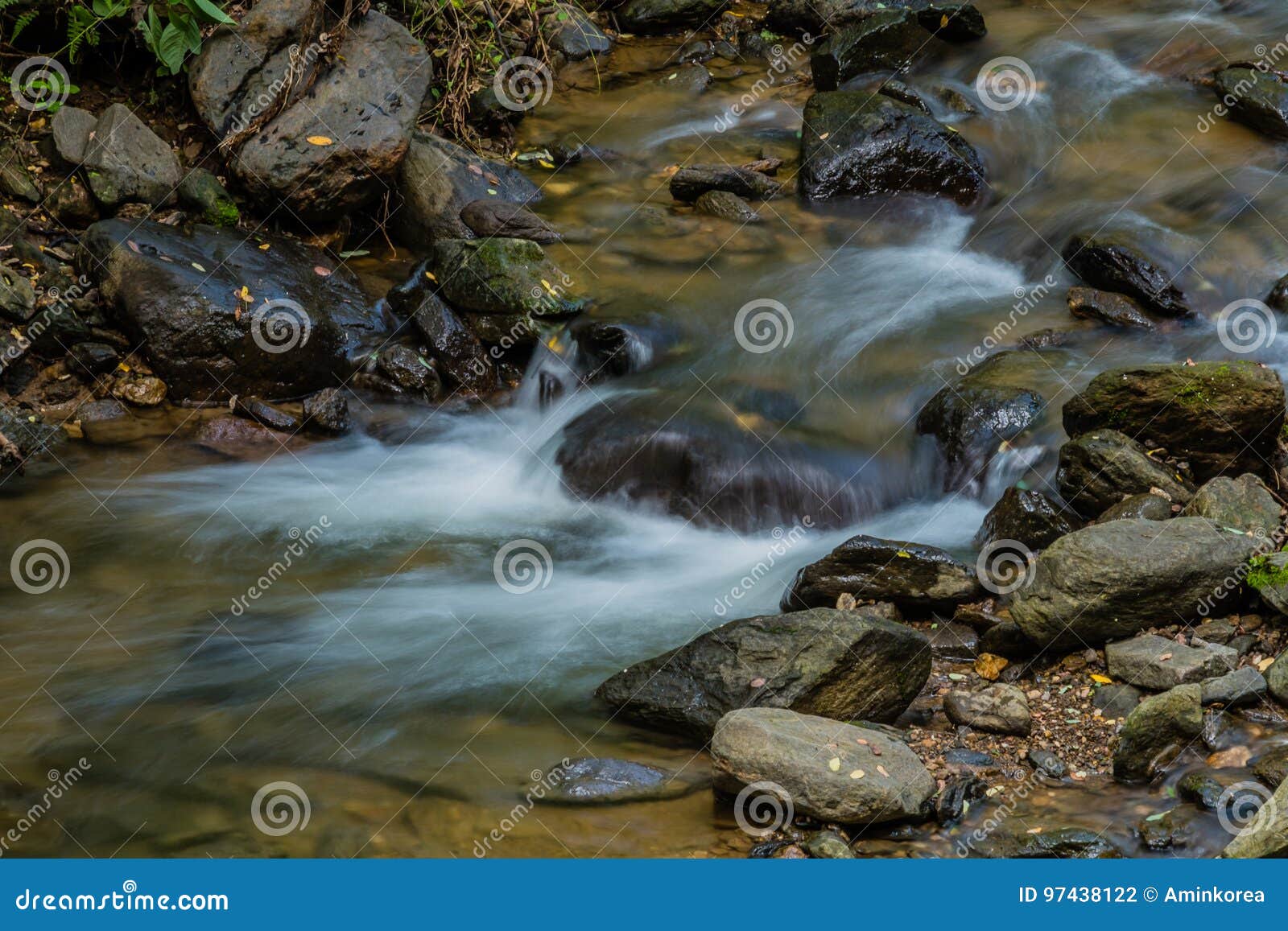 Waterfall in Small Mountain Stream. Stock Photo - Image of climate ...