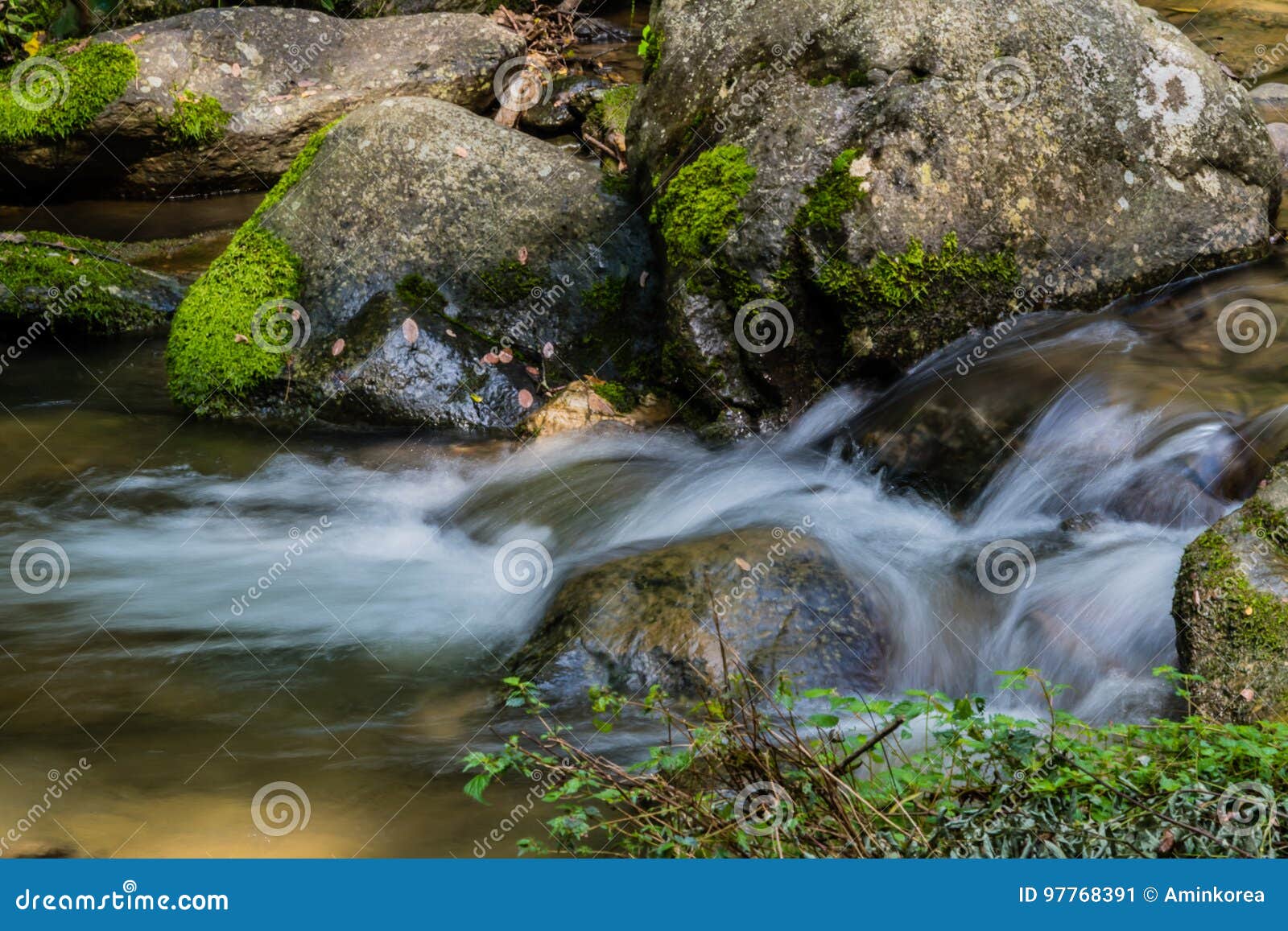 Waterfall in Small Mountain Stream. Stock Image - Image of leisure ...