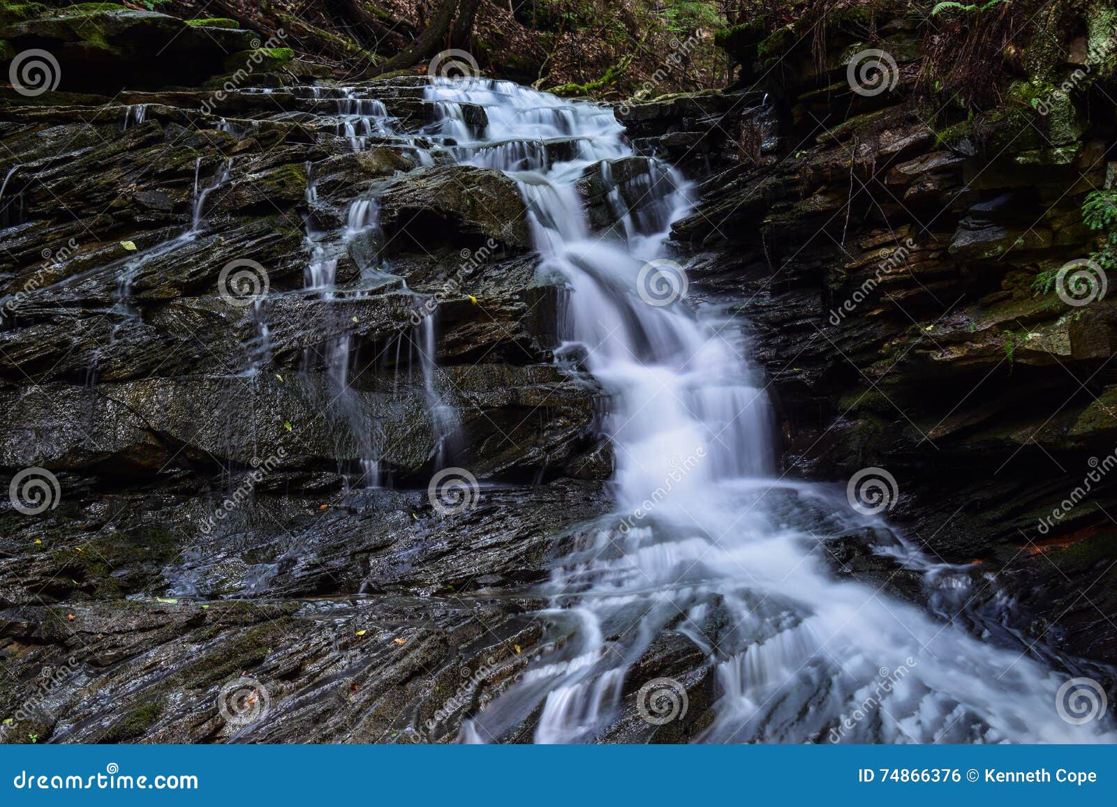 Waterfall on a Small Native Brook Trout Stream. Stock Photo - Image of ...