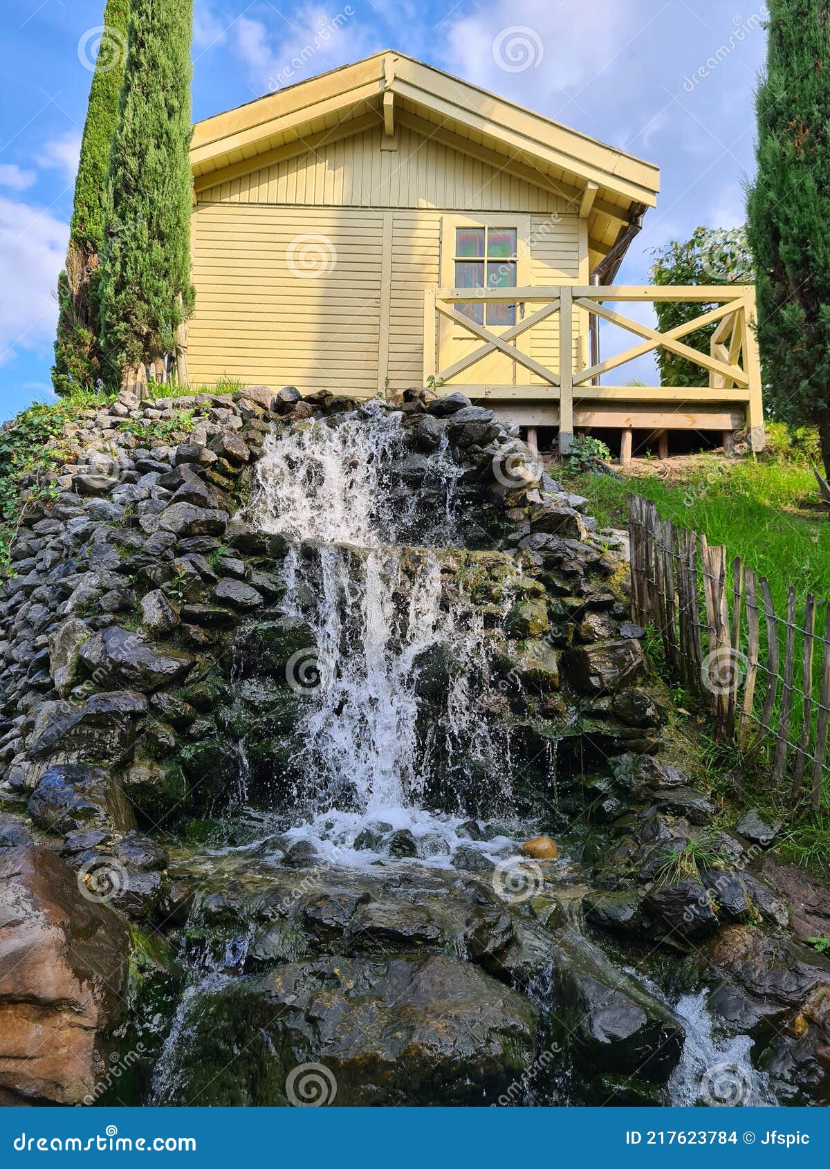 Waterfall, Small River, House Stock Photo - Image of green, denmark ...