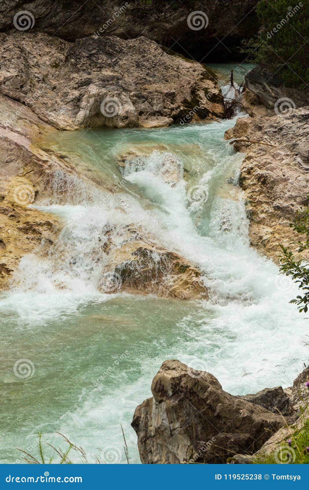 Waterfall on a small river stock photo. Image of natural - 119525238