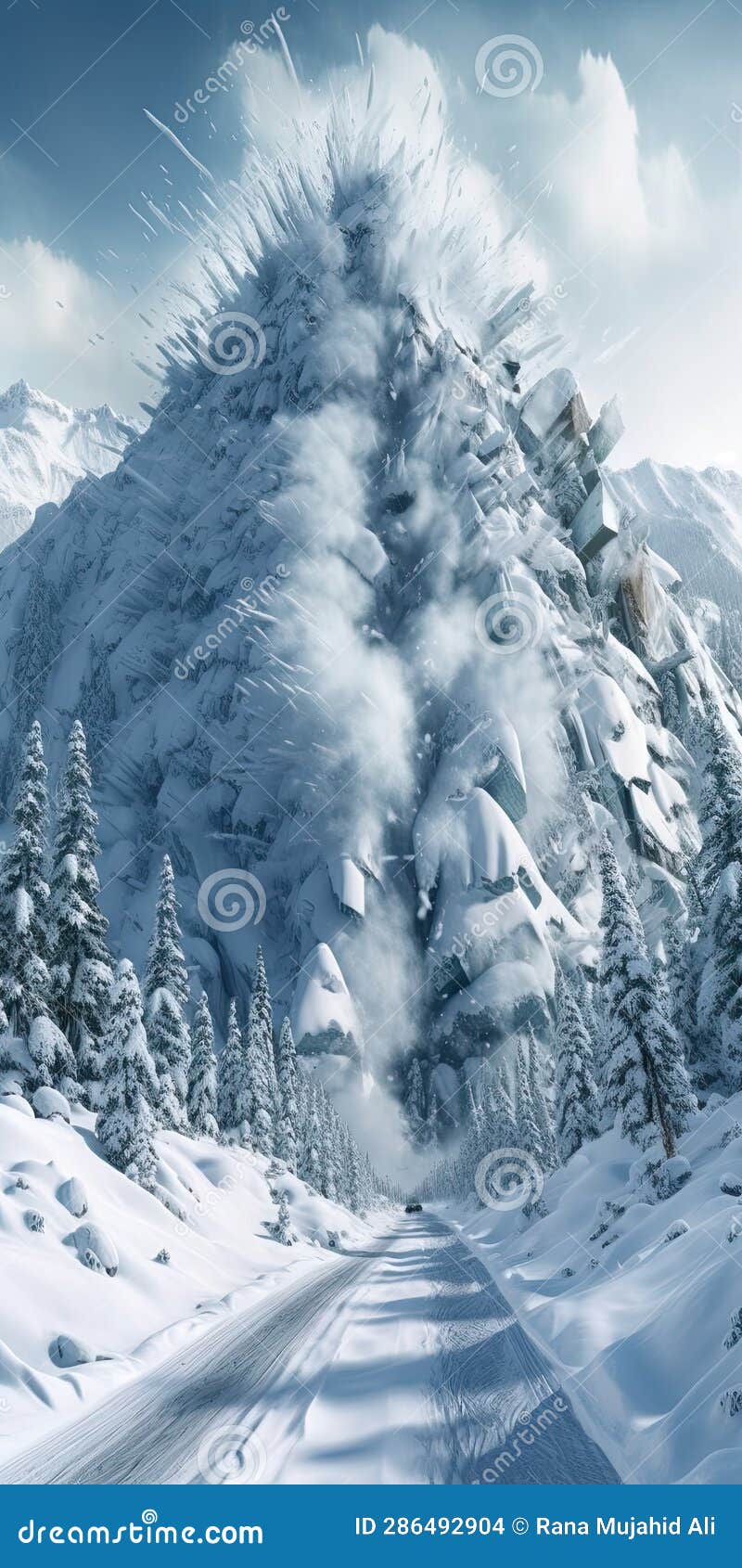 A Waterfall in the Snow with Snow on the Bottom Stock Illustration ...