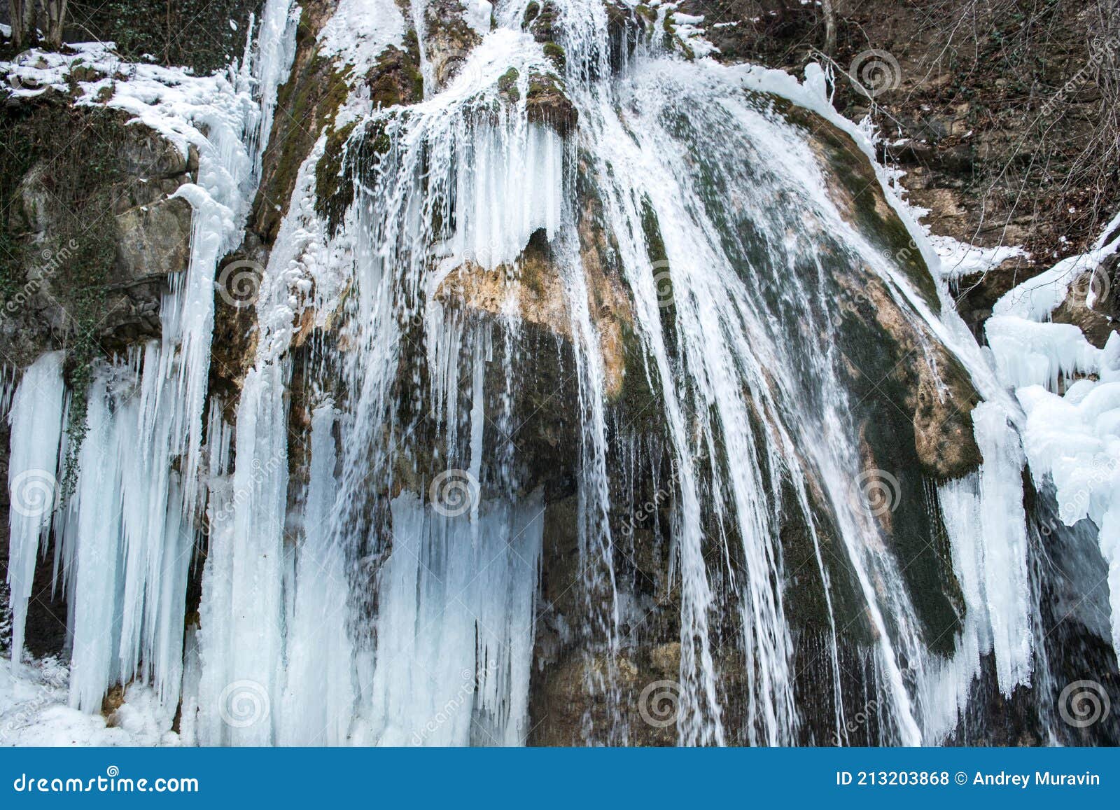 Waterfall in the snow stock photo. Image of white, iceland - 213203868