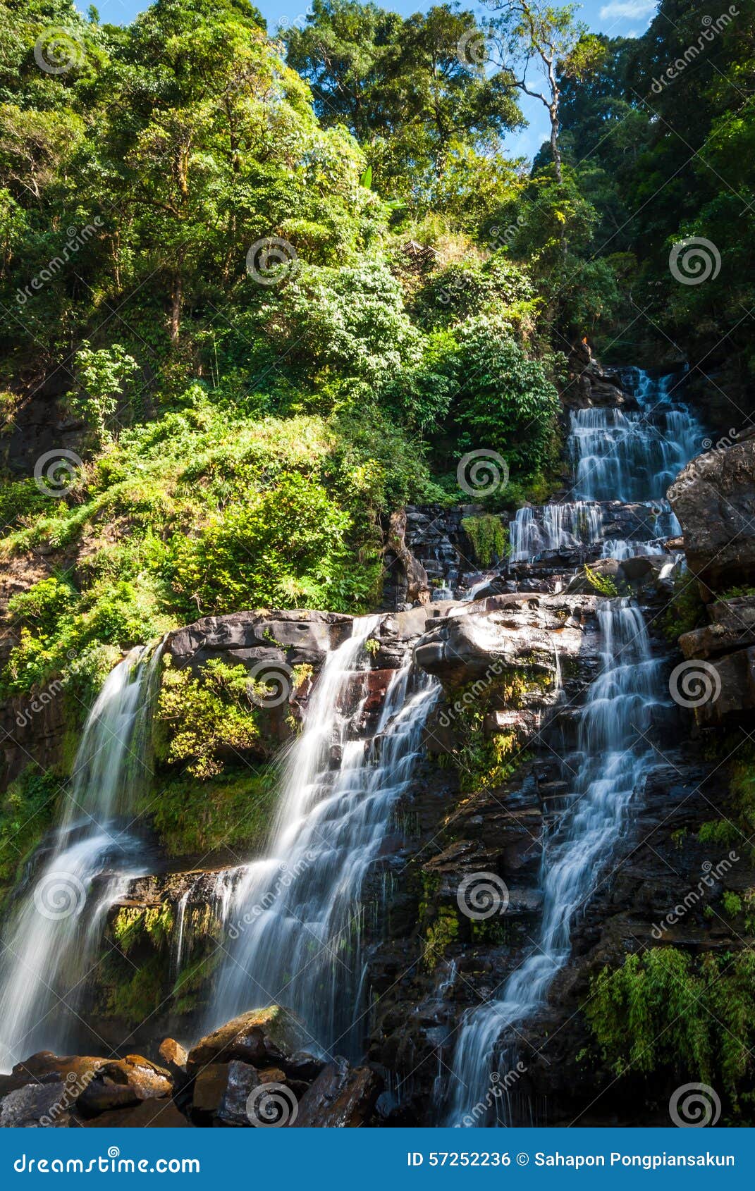 Waterfall in southern Laos stock photo. Image of asia - 57252236