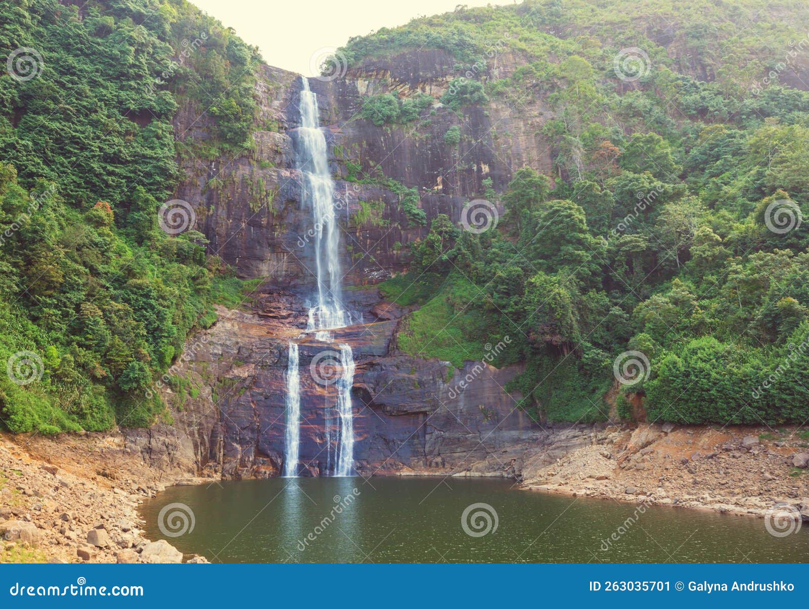 Waterfall on Sri Lanka stock image. Image of scenery - 263035701