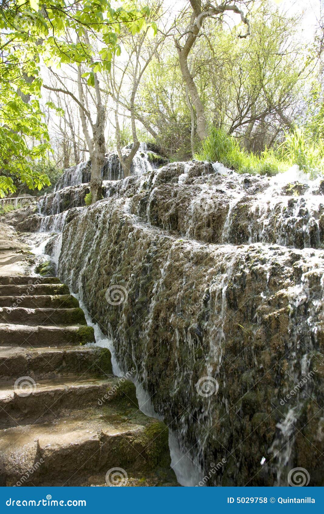 Waterfall and stairs stock photo. Image of flow, saragossa - 5029758