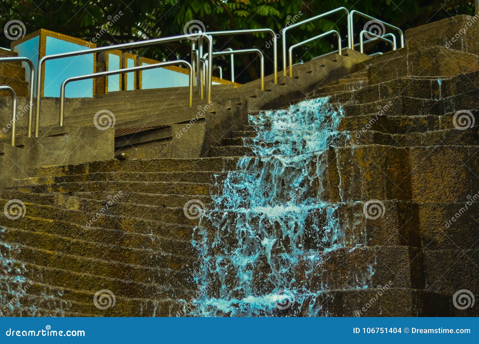 Waterfall with stairs stock photo. Image of water, waterfalls - 106751404