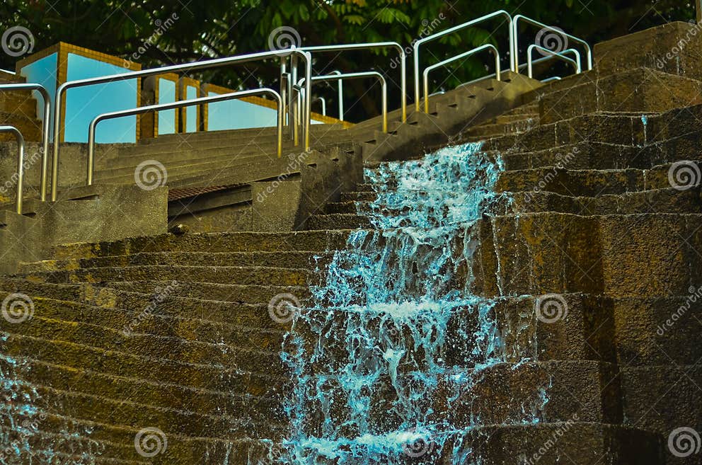 Waterfall with stairs stock photo. Image of water, waterfalls - 106751404
