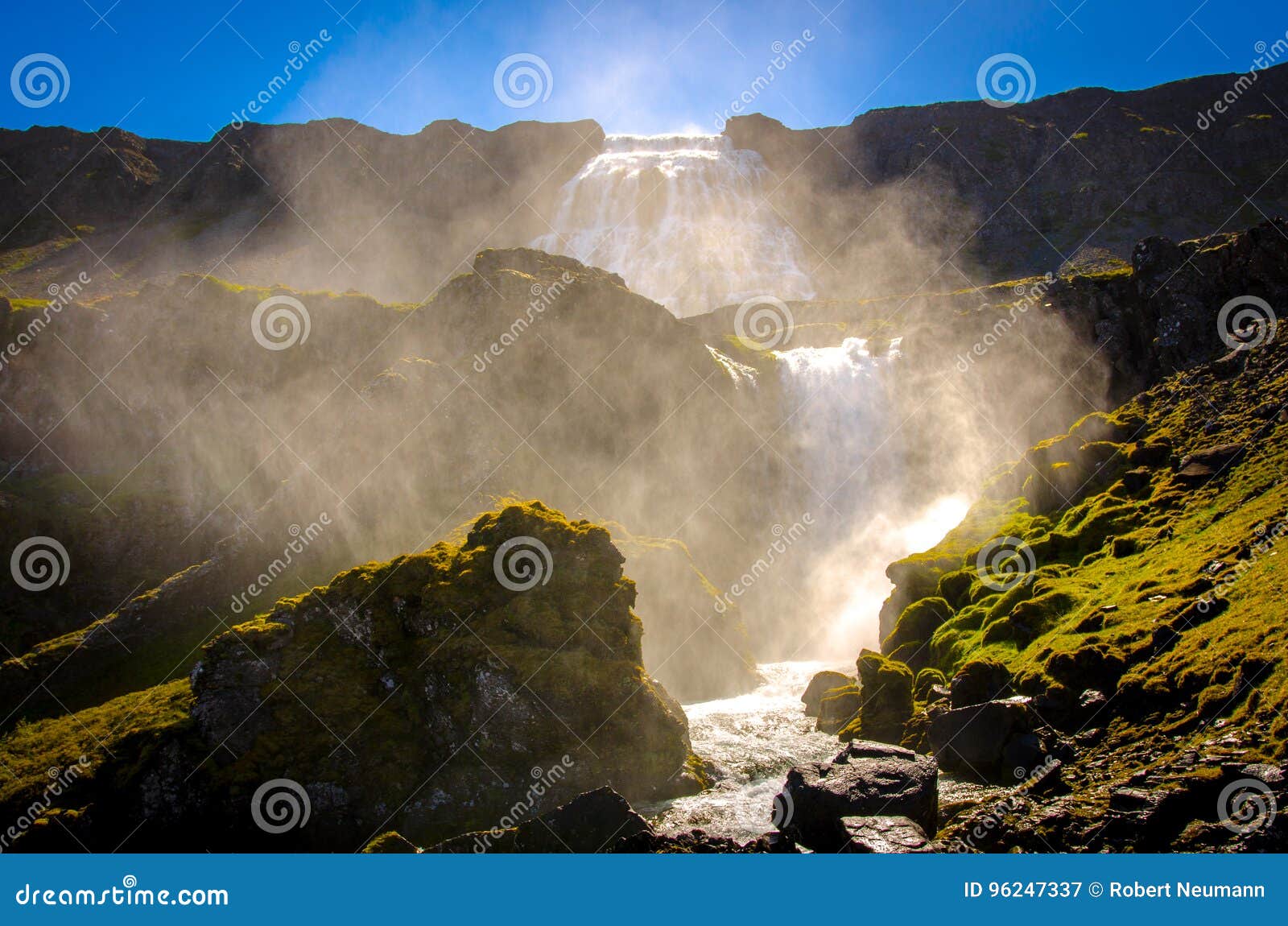 Waterfall steam stock image. Image of ocean, green, lights - 96247337