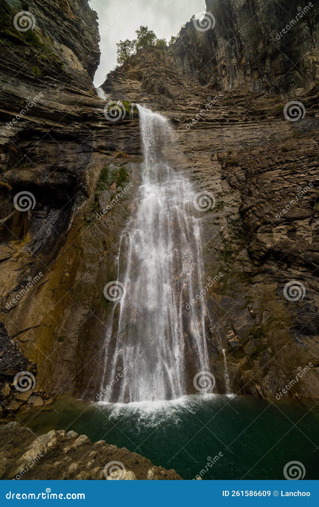 Waterfall on a Steep Cliff. Stock Image - Image of scenic, landscape ...