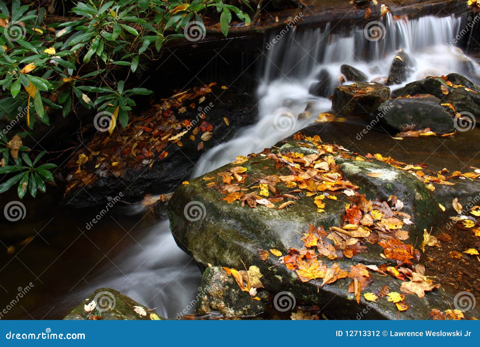 Waterfall and Stream in Autumn Stock Photo - Image of hiking, parkway ...