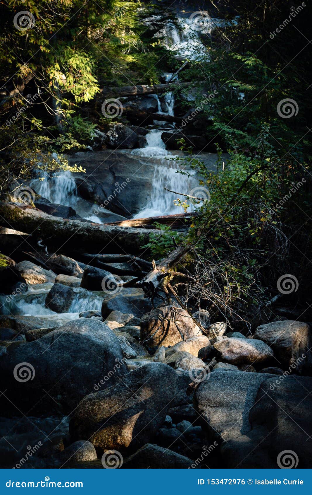 Waterfall and Stream with Rocks Stock Photo - Image of beautiful, park ...