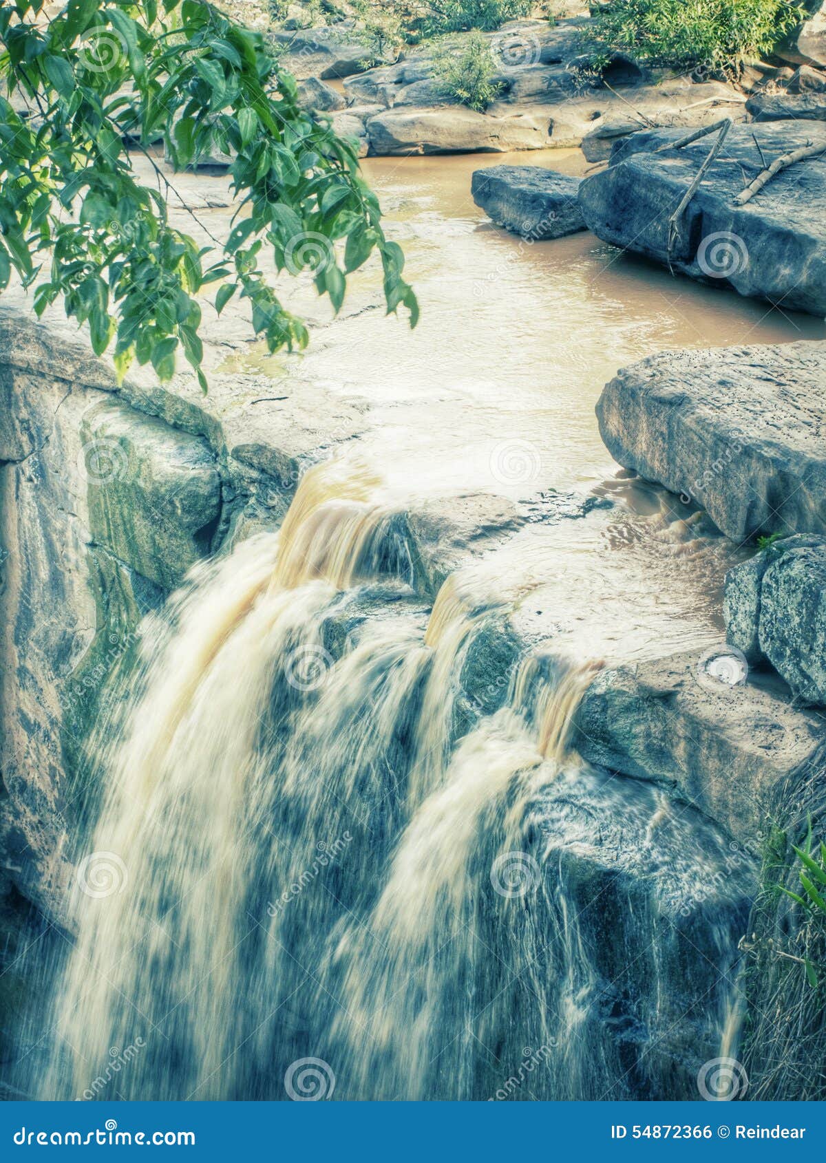 Waterfall in summer stock photo. Image of forest, tourism - 54872366