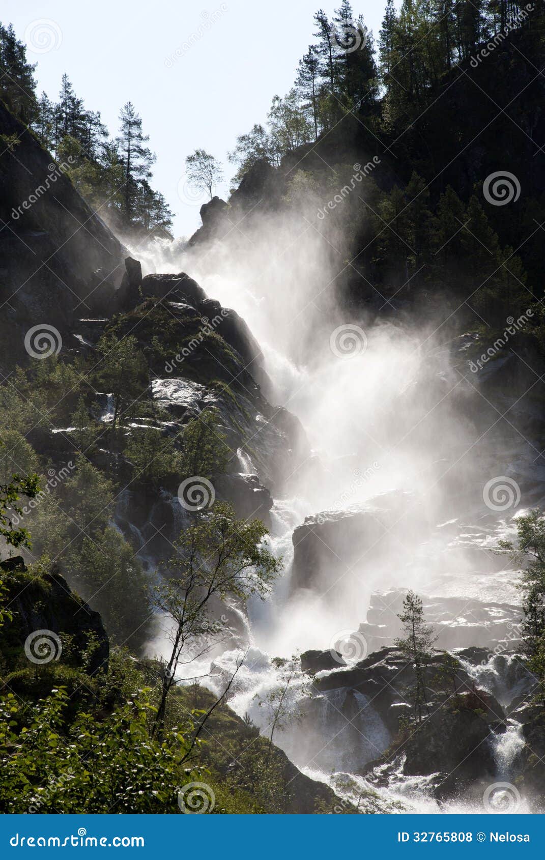 Waterfall in the sun stock photo. Image of backdrop, nordic - 32765808