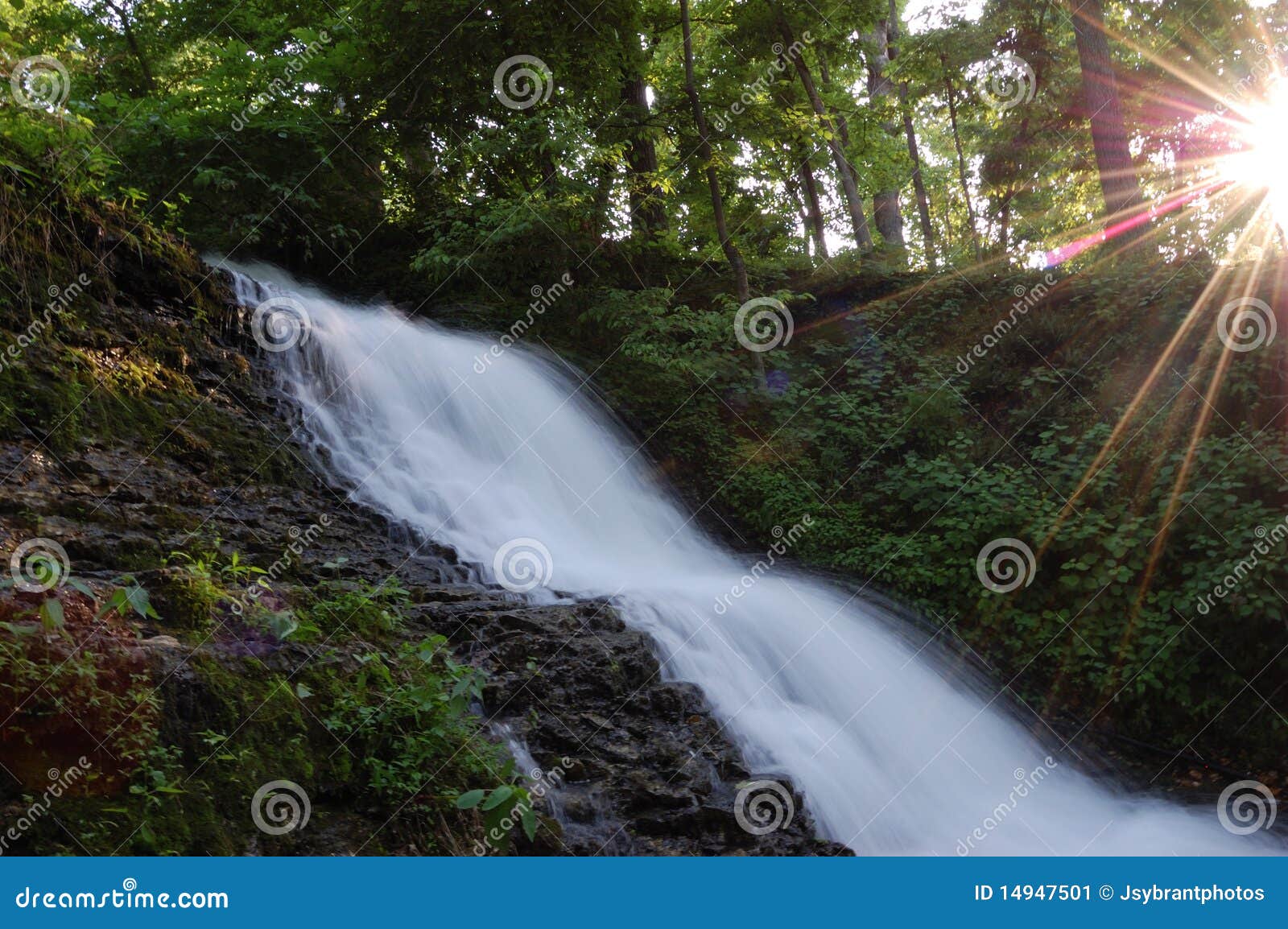Waterfall and Sunbeams stock image. Image of refuge, waterfall - 14947501