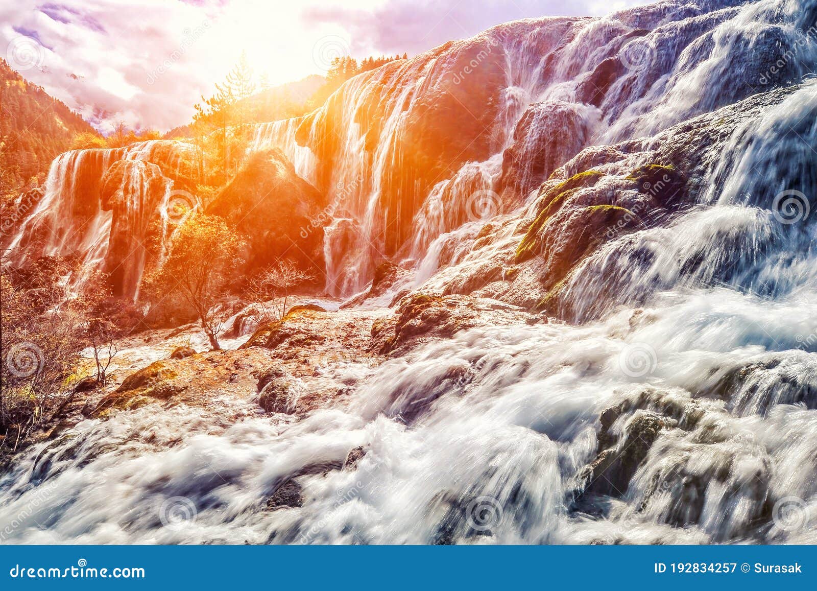Detail and Close Up of Waterfall in Sunlight Stock Image - Image of ...