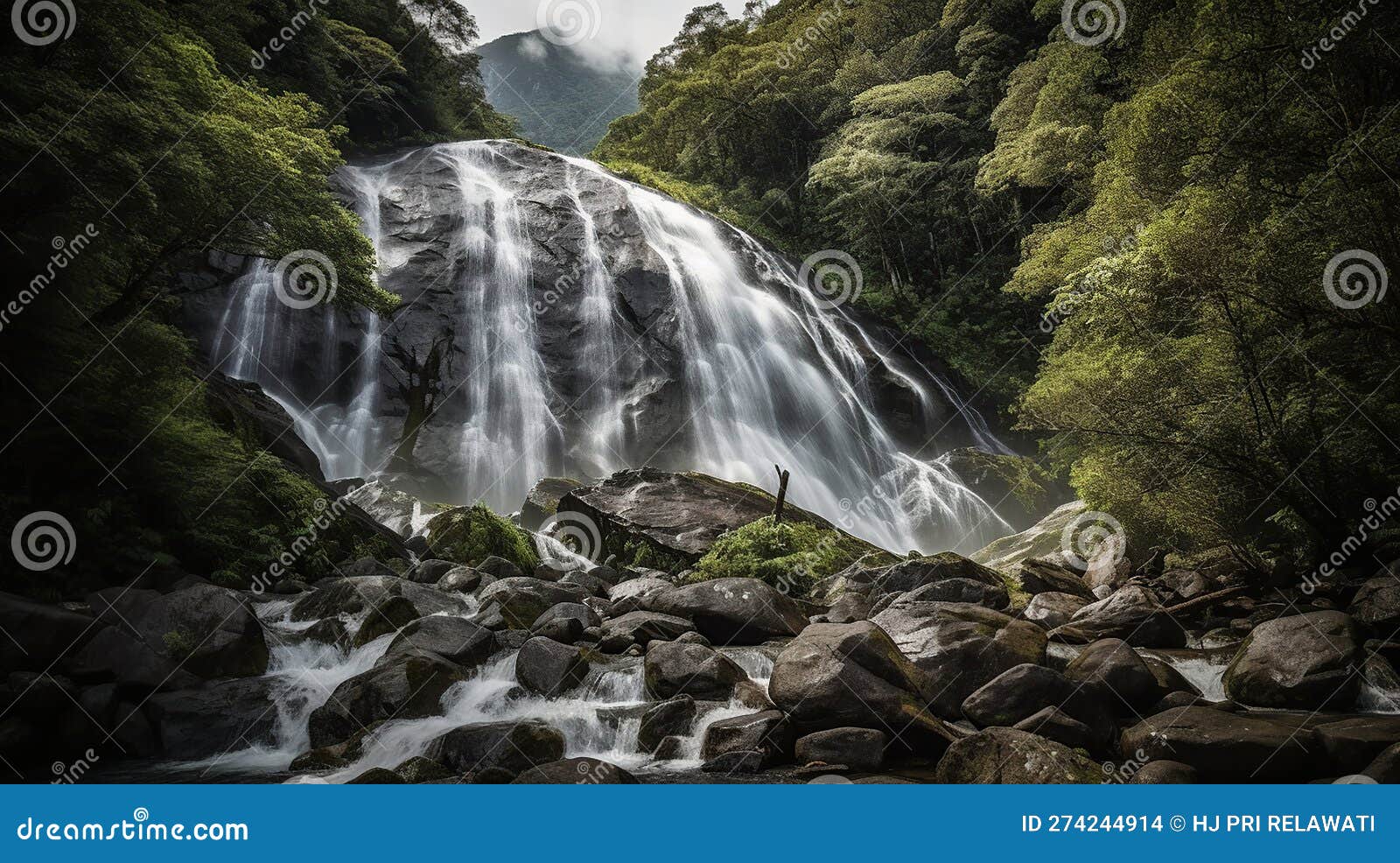The Waterfall, Surrounded by Towering Mountains on All Sides ...