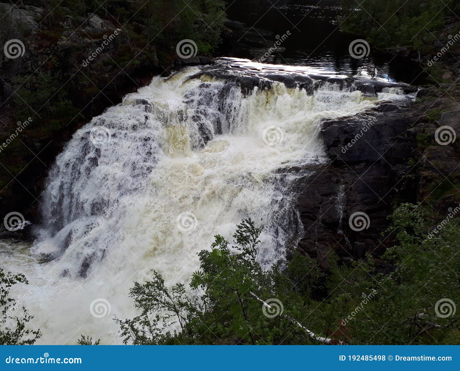 Waterfall in taiga stock photo. Image of waterway, taiga - 192485498