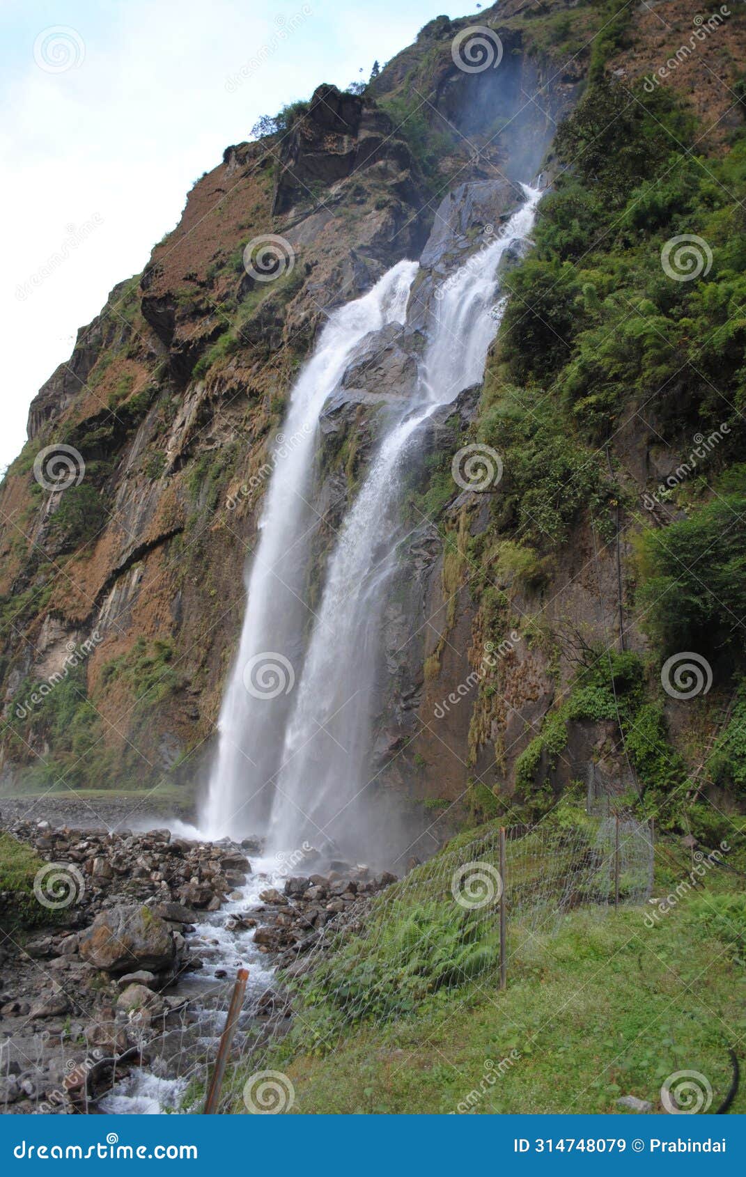 Waterfall at Tal Manang Nepal Stock Image - Image of nepal, waterfall ...