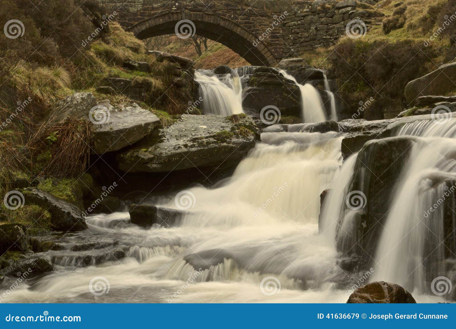 Waterfall at Three Shires Head Stock Image - Image of region, view ...