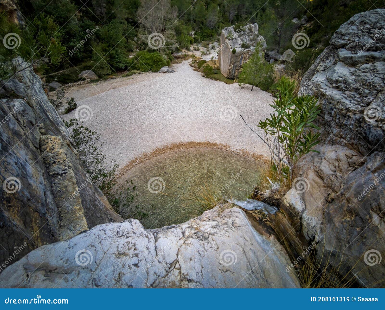 Waterfall Over the Pond in the Canyon Stock Image - Image of stream ...