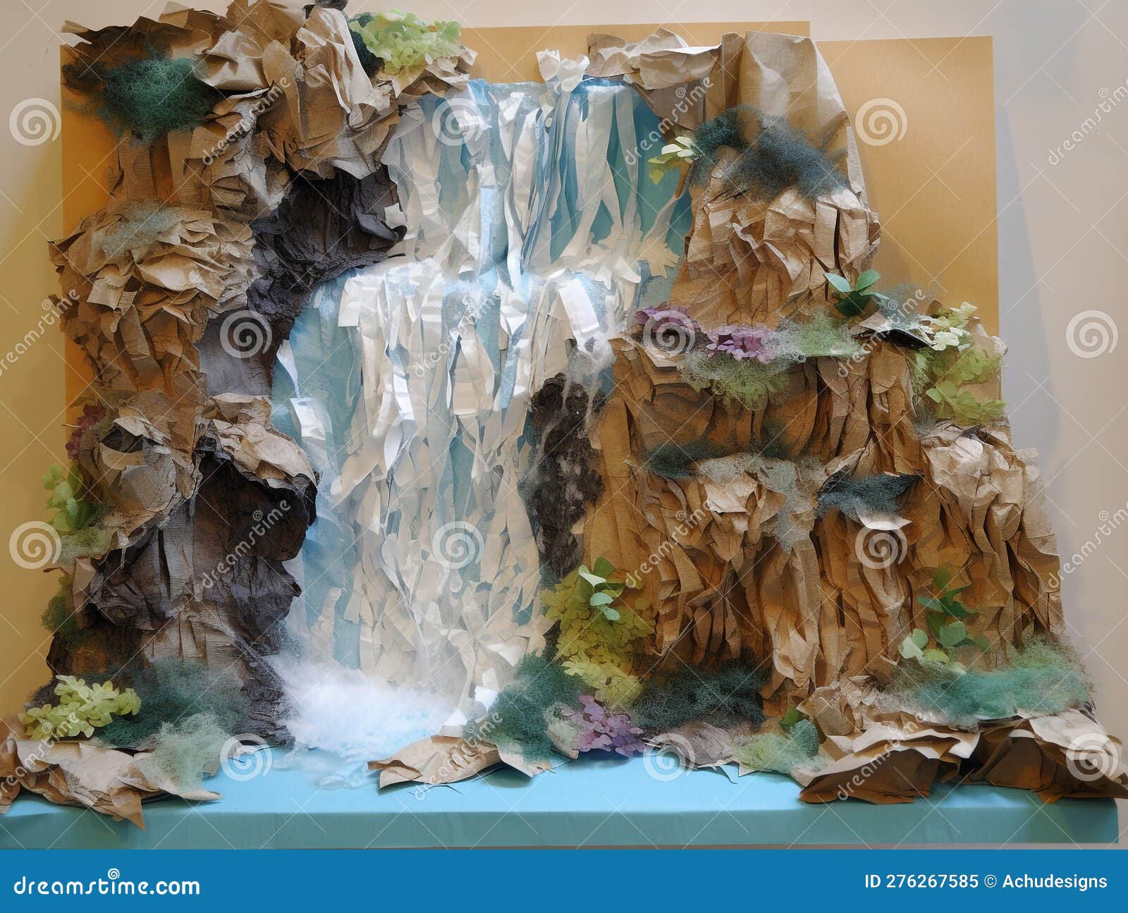 A Waterfall with Torn Paper Layers Stock Illustration - Illustration of ...