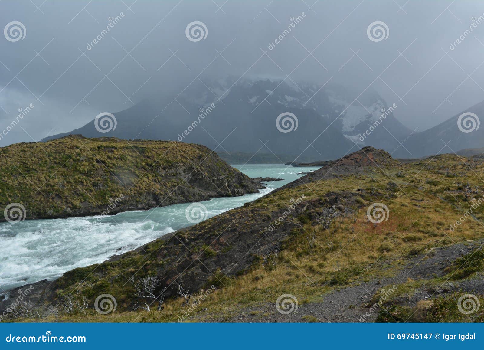 Waterfall in Torres Del Paine Reserve Stock Image - Image of mountain ...