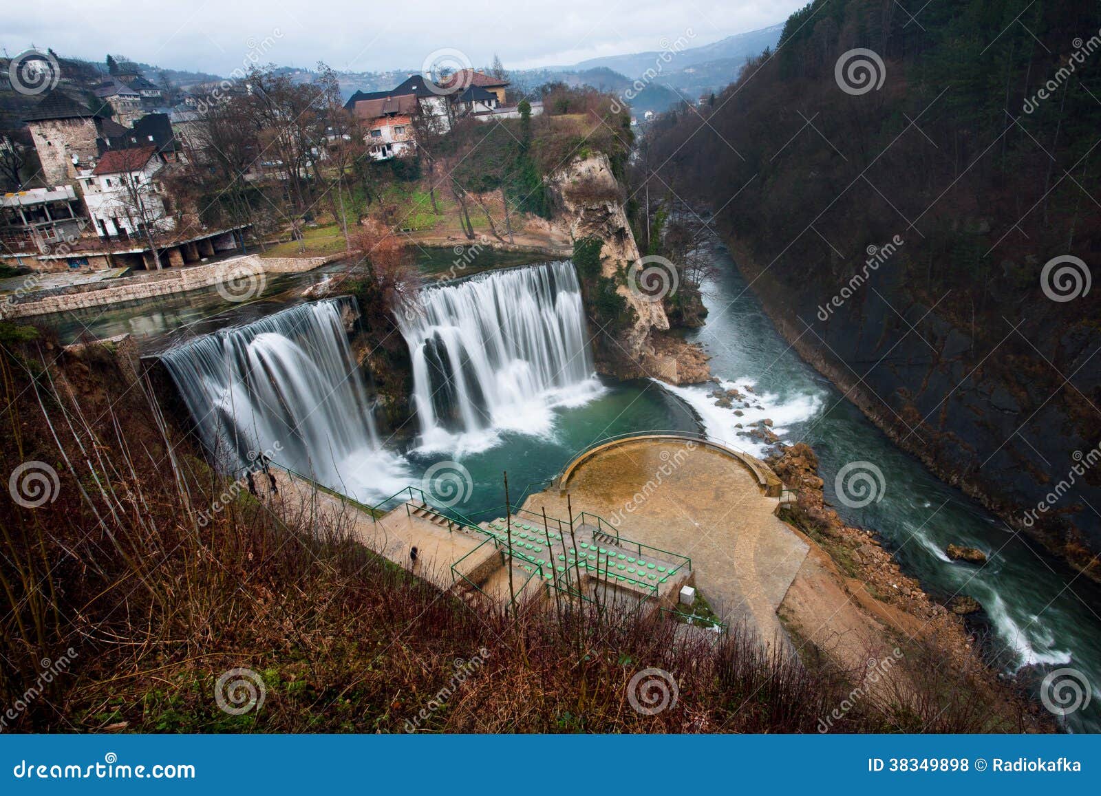 Waterfall in Town Near the Forest Stock Photo - Image of mountain ...
