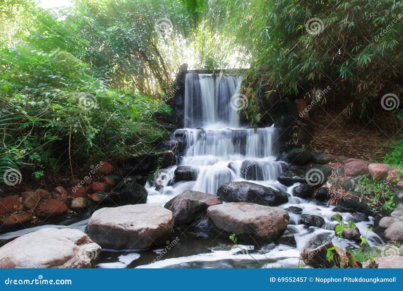 Waterfall through the Trees Stock Image - Image of rock, river: 69552457