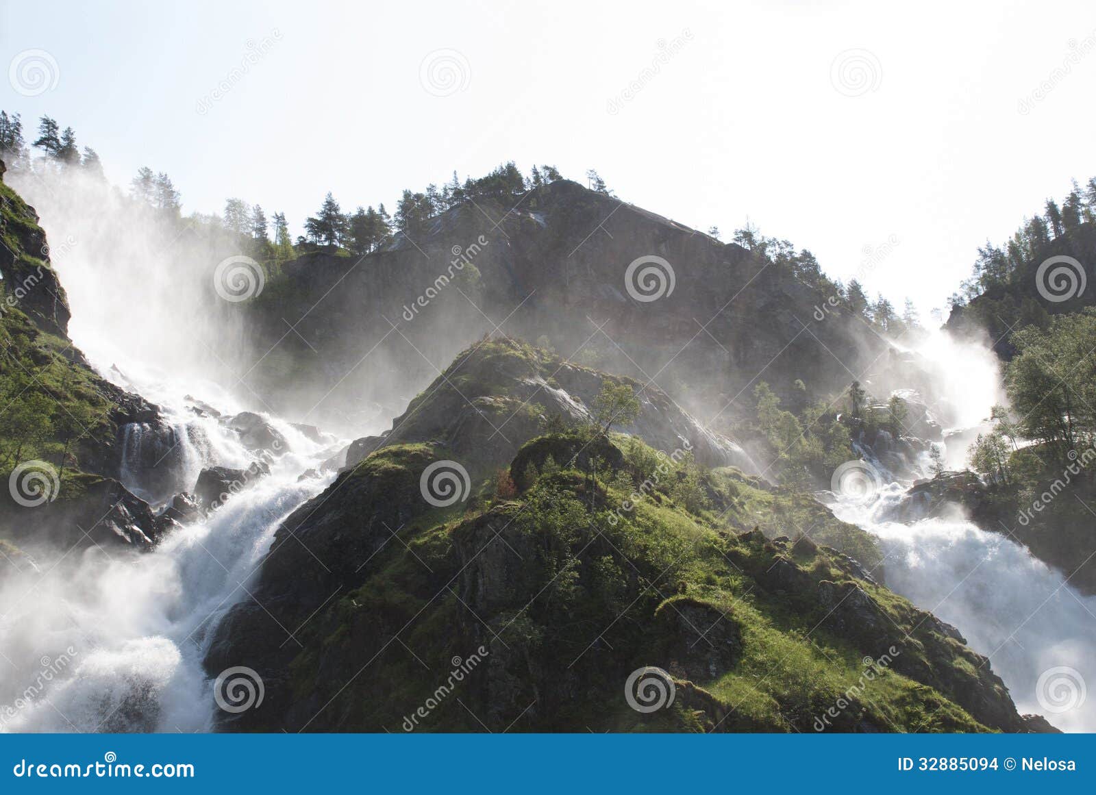 Waterfall with Trees Around it Stock Photo - Image of cascade ...