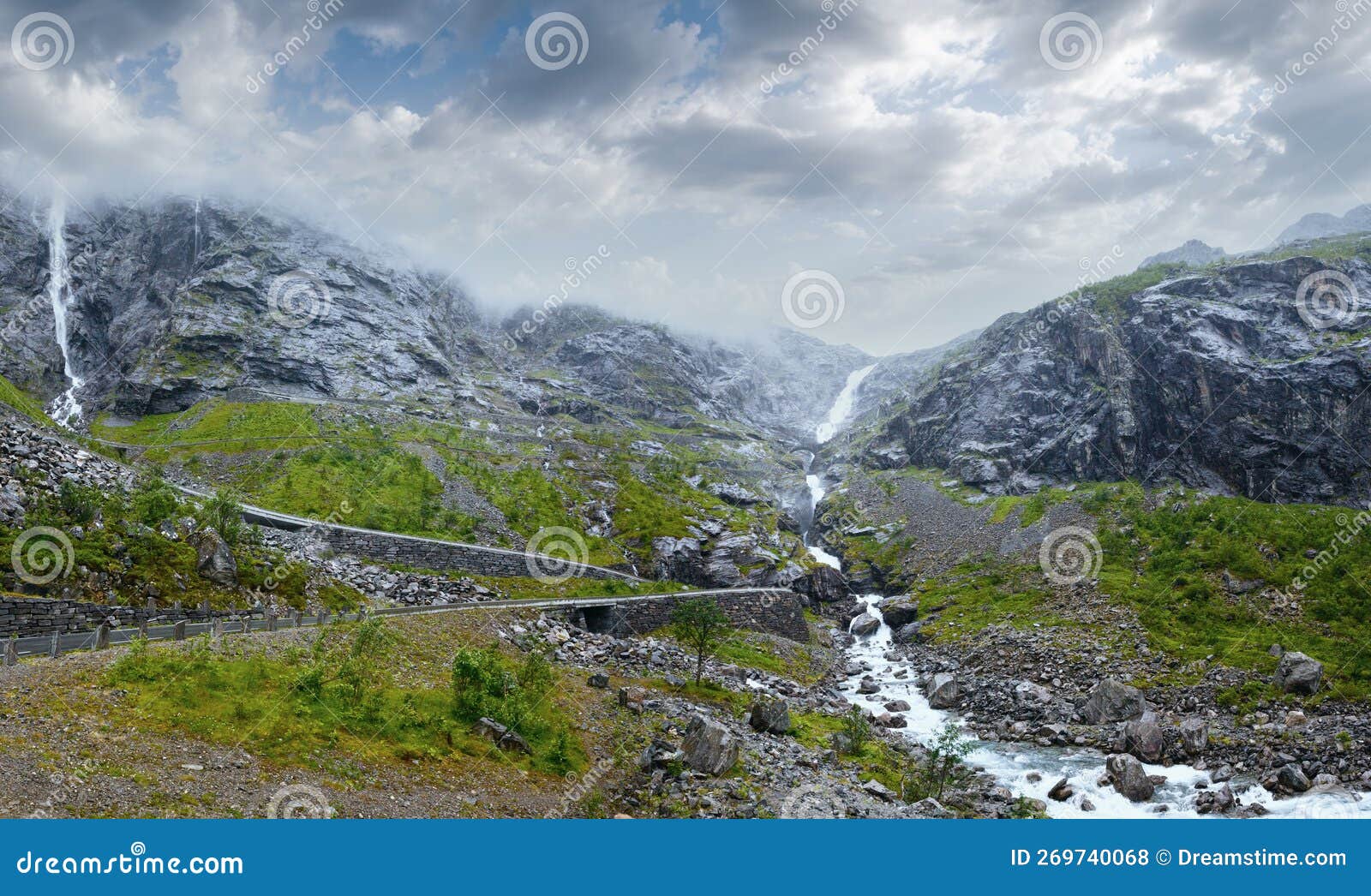 Waterfall on Trollstigen (the Troll Steps), Norway Stock Photo - Image ...