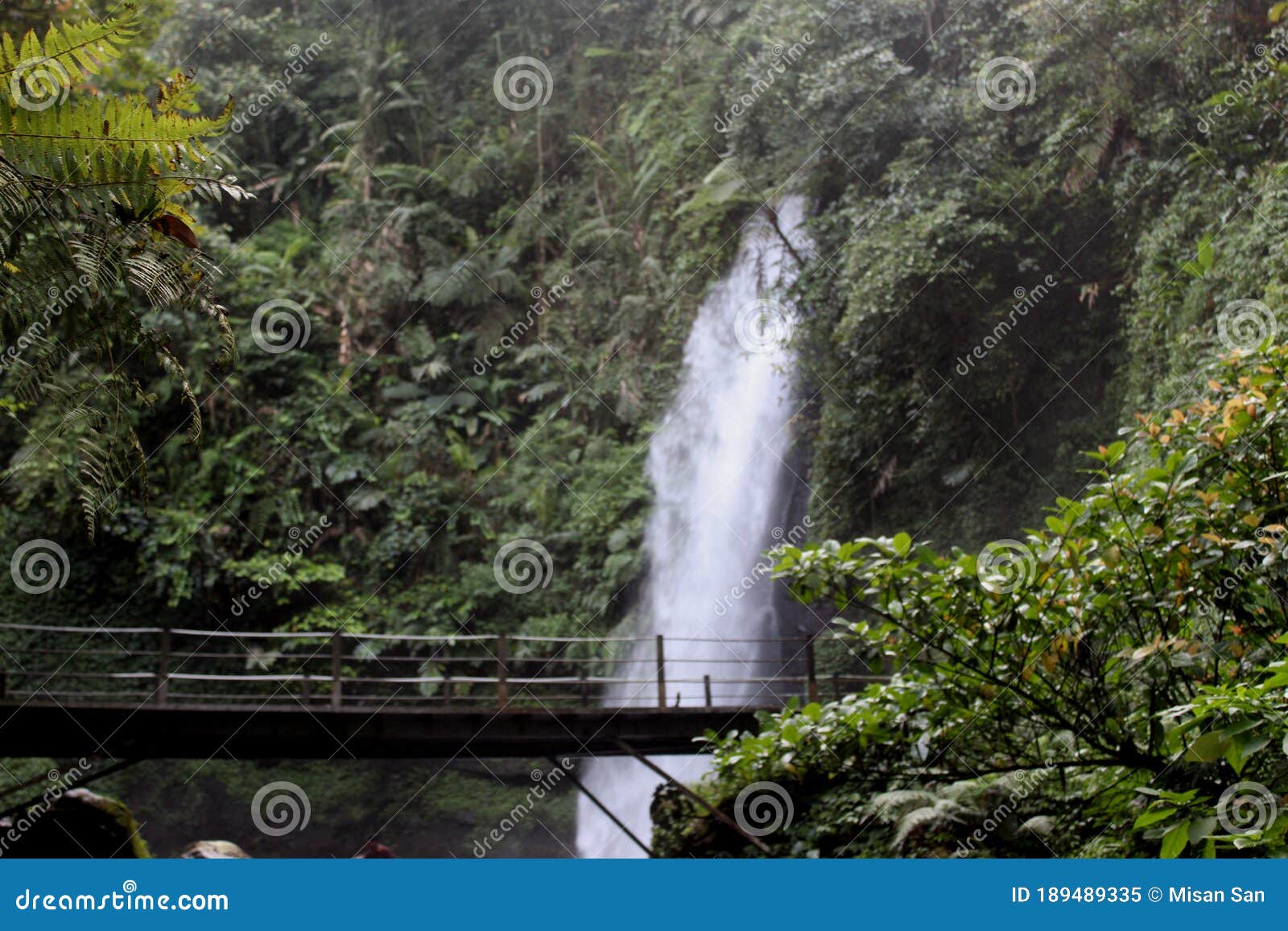 Waterfall in Tropical Green Forest in West Java Indonesia Stock Image ...