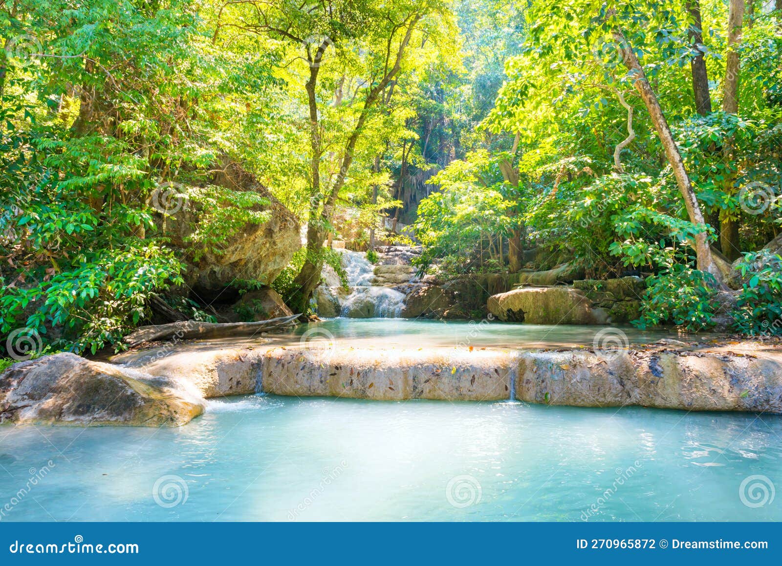 Waterfall in Tropical Landscape Stock Photo - Image of wonderful ...