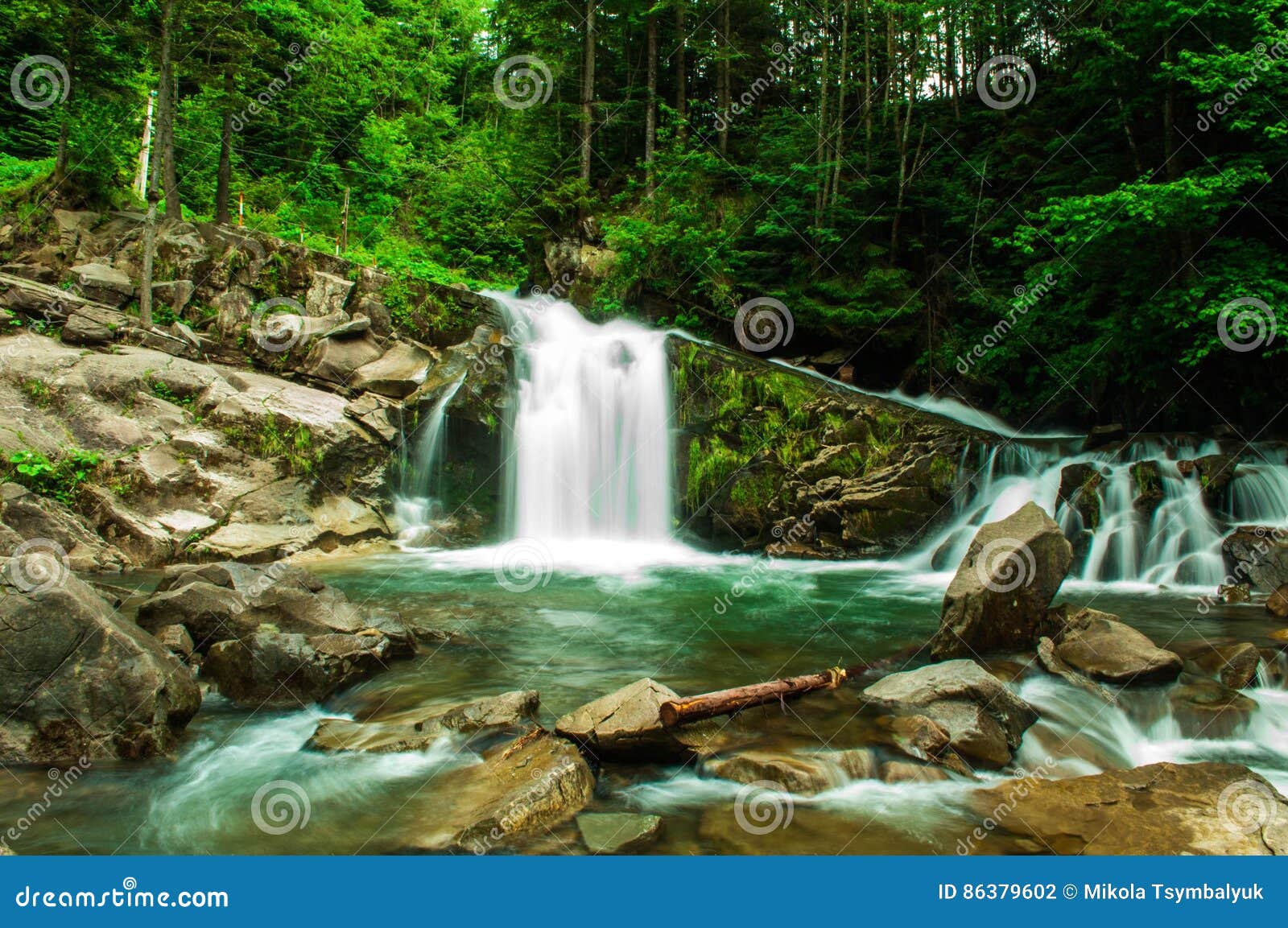 Waterfall in the Ukrainian Carpathians Stock Photo - Image of left ...