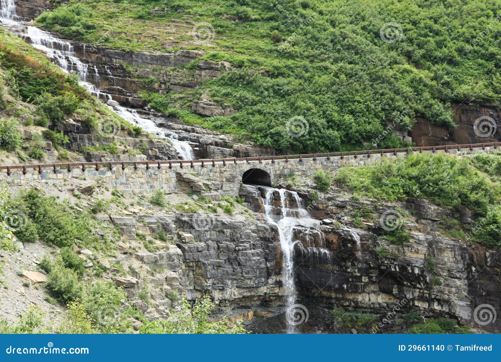 Waterfall Under Road stock photo. Image of nature, railing - 29661140