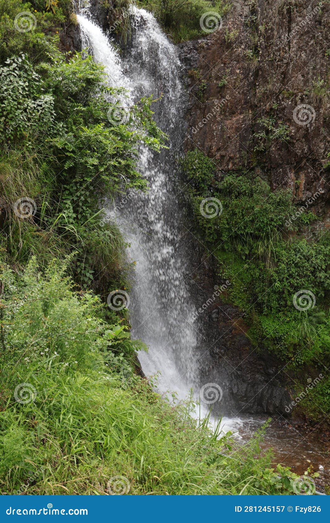 The Waterfall in the Valley is a Magnificent Natural Landscape Stock ...