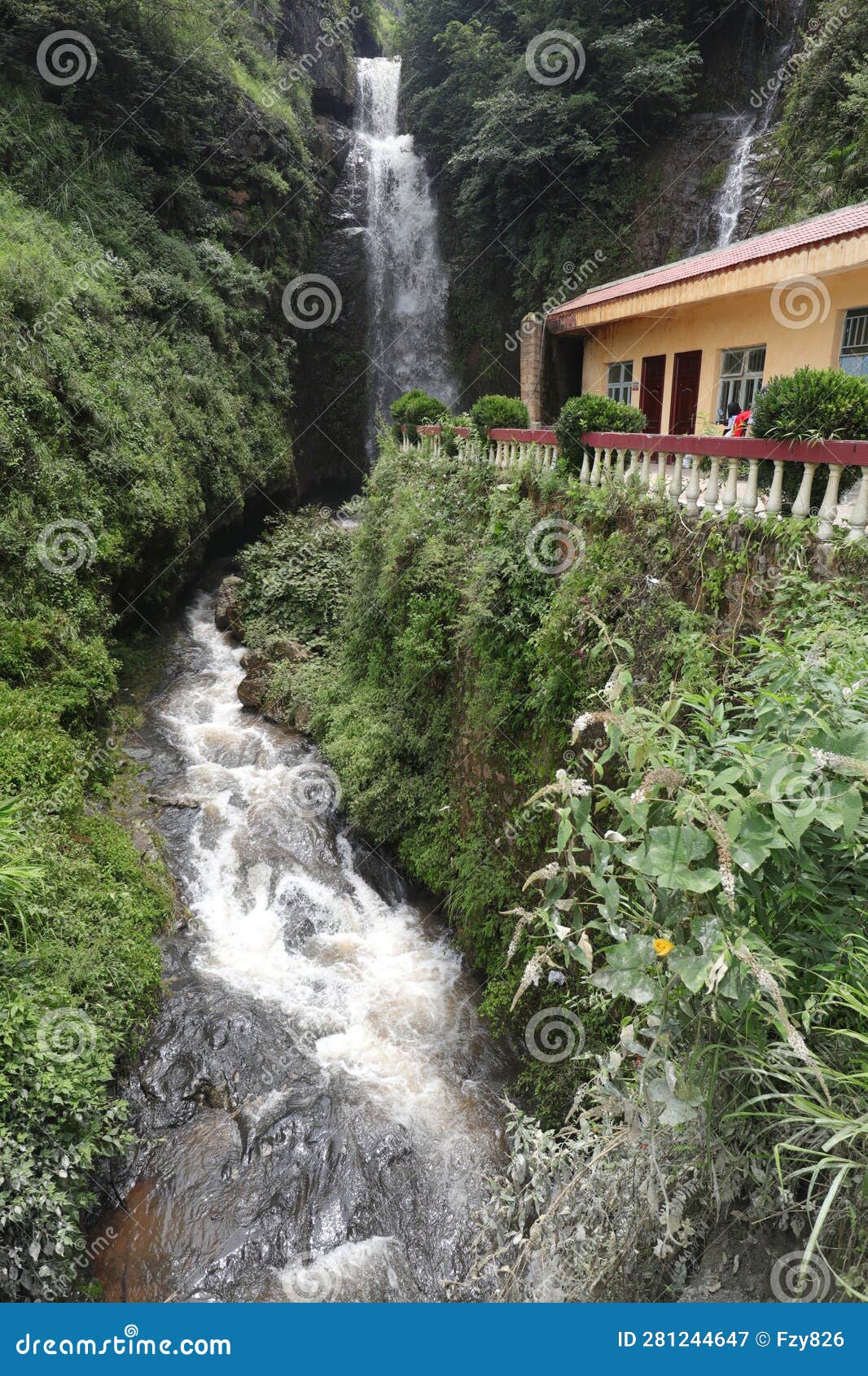 The Waterfall in the Valley is a Magnificent Natural Landscape Stock ...