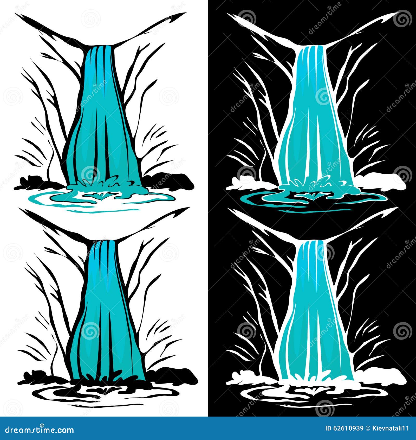Waterfall stock vector. Illustration of blue, outline - 62610939
