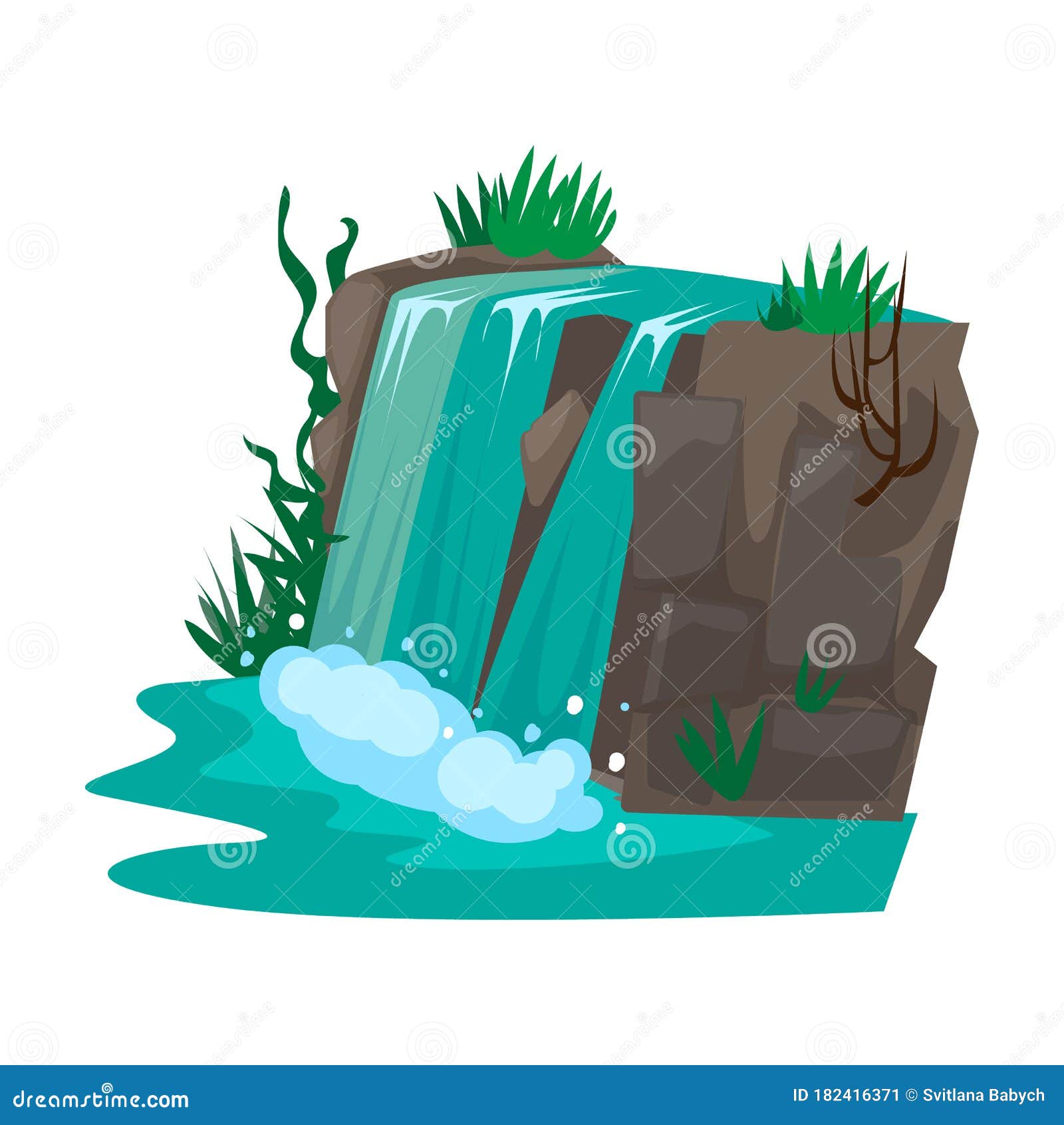 Waterfall Vector Icon.Cartoon Vector Icon Isolated On White Background ...