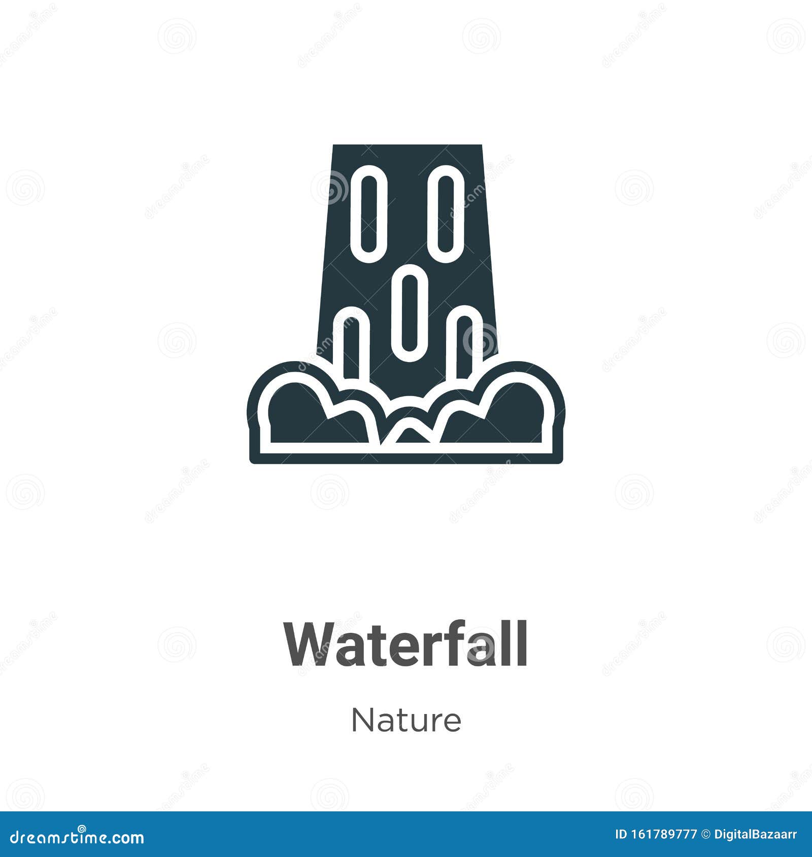 Waterfall Vector Icon on White Background. Flat Vector Waterfall Icon ...
