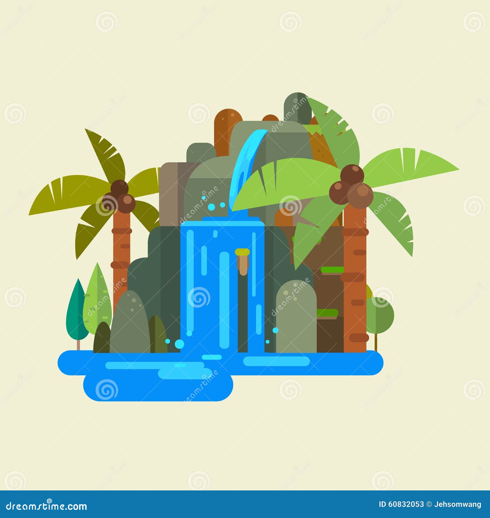 Waterfall vector stock vector. Illustration of leaf, park - 60832053