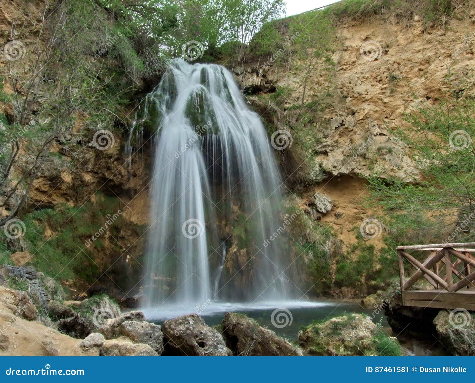 Waterfall with a viewpoint stock image. Image of scenery - 87461581
