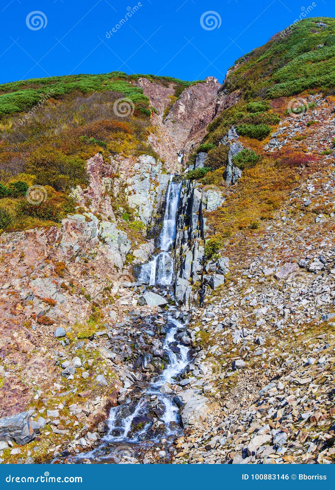 Waterfall on the volcano stock photo. Image of motion - 100883146
