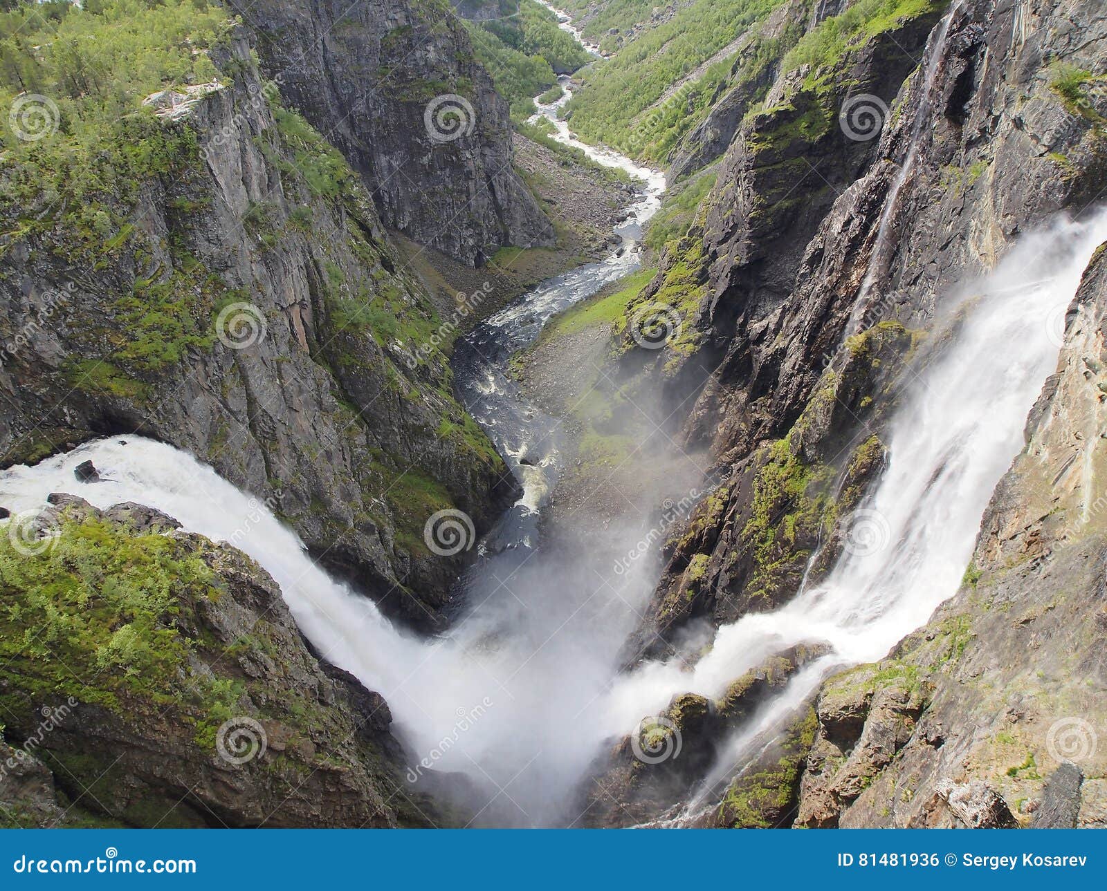 Waterfall Voringfossen, the Largest Waterfall in Norway Stock Photo ...
