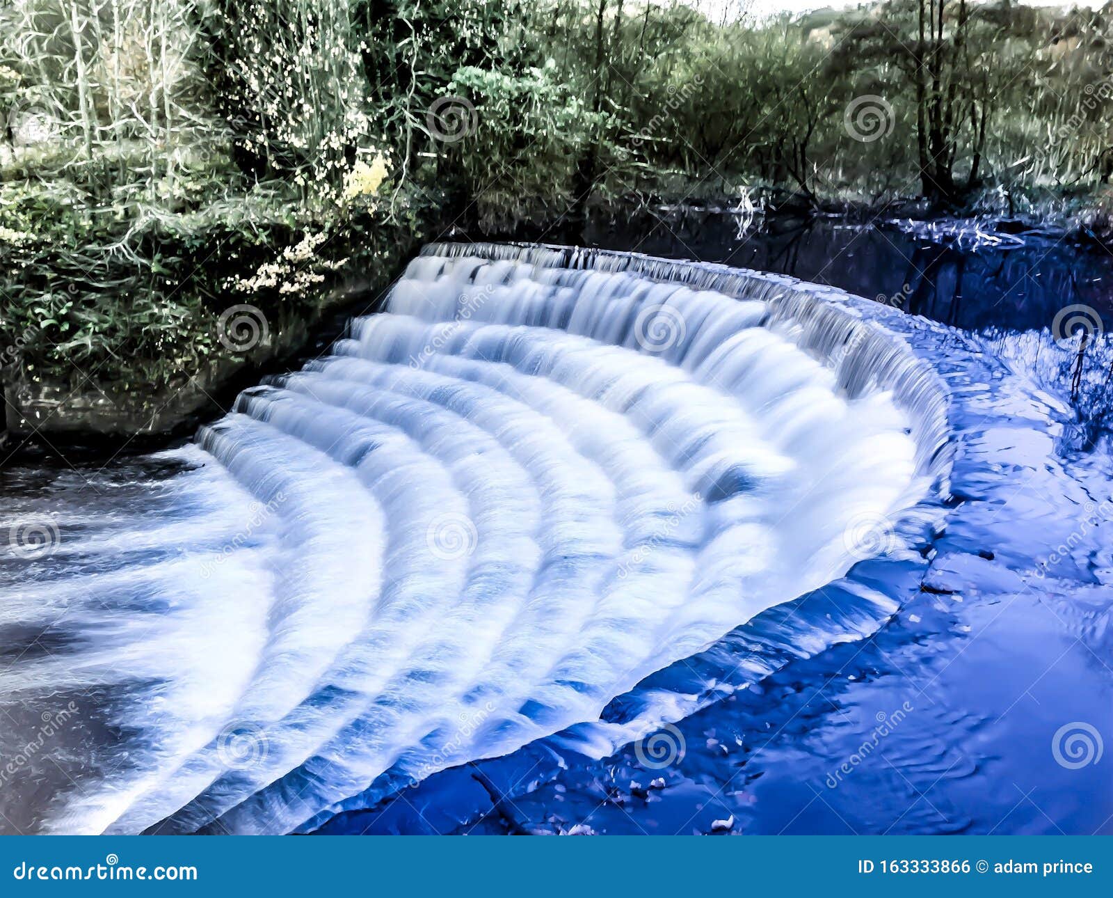 Waterfall Water Blue Stream Stock Photo - Image of midnight, water ...