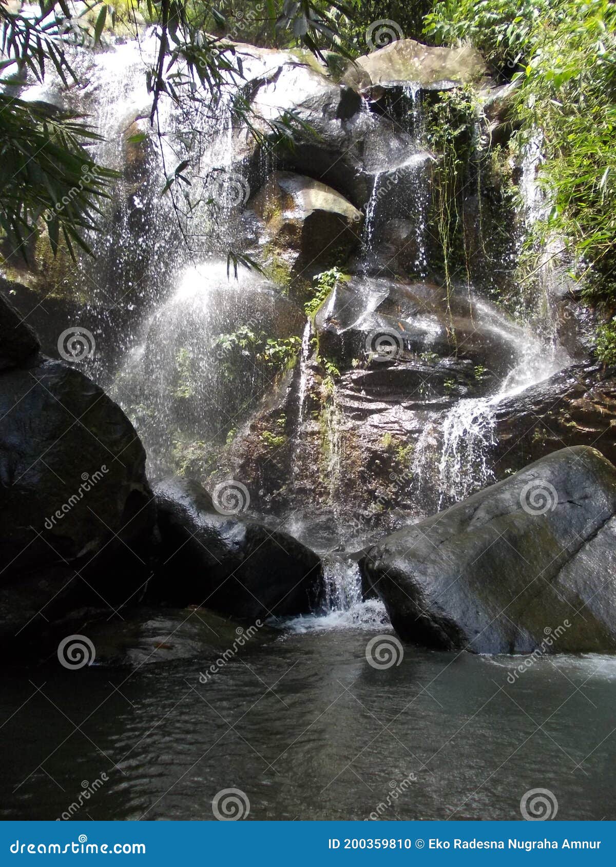 A Waterfall with Water Falling Like Glitter Stock Photo - Image of cave ...