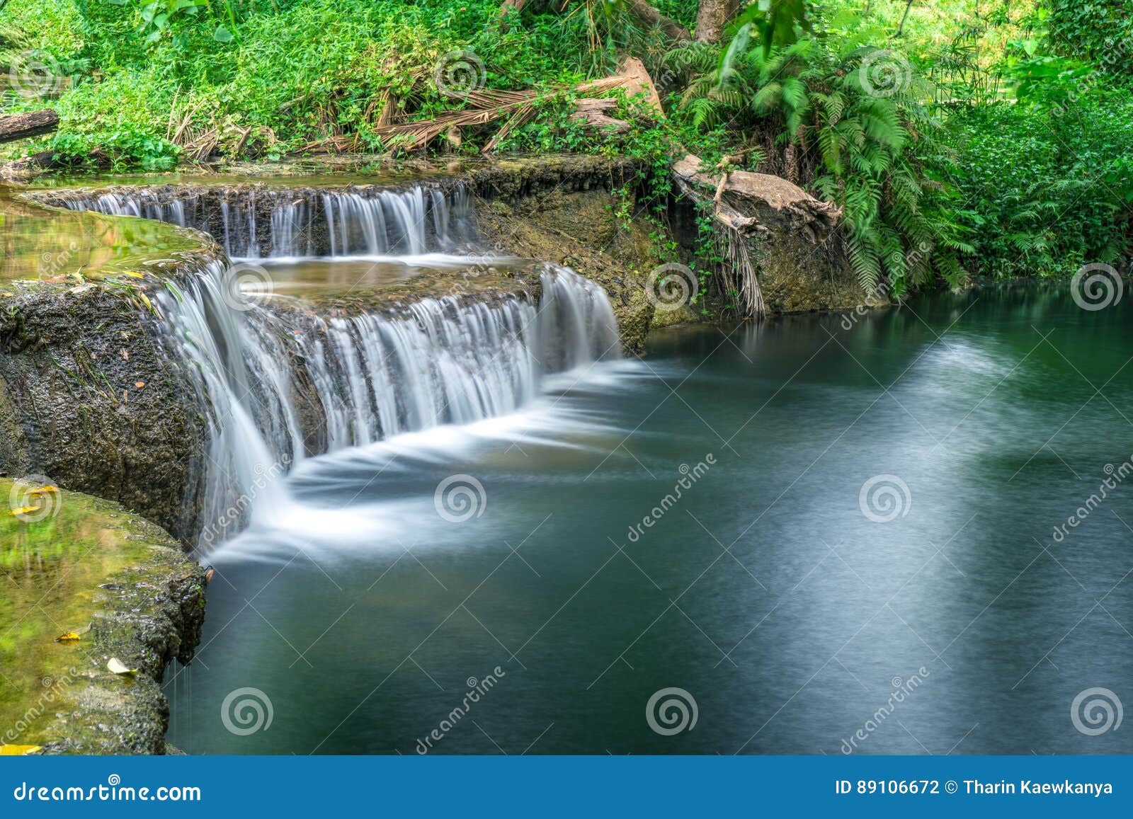 Waterfall are a water line stock photo. Image of forest - 89106672