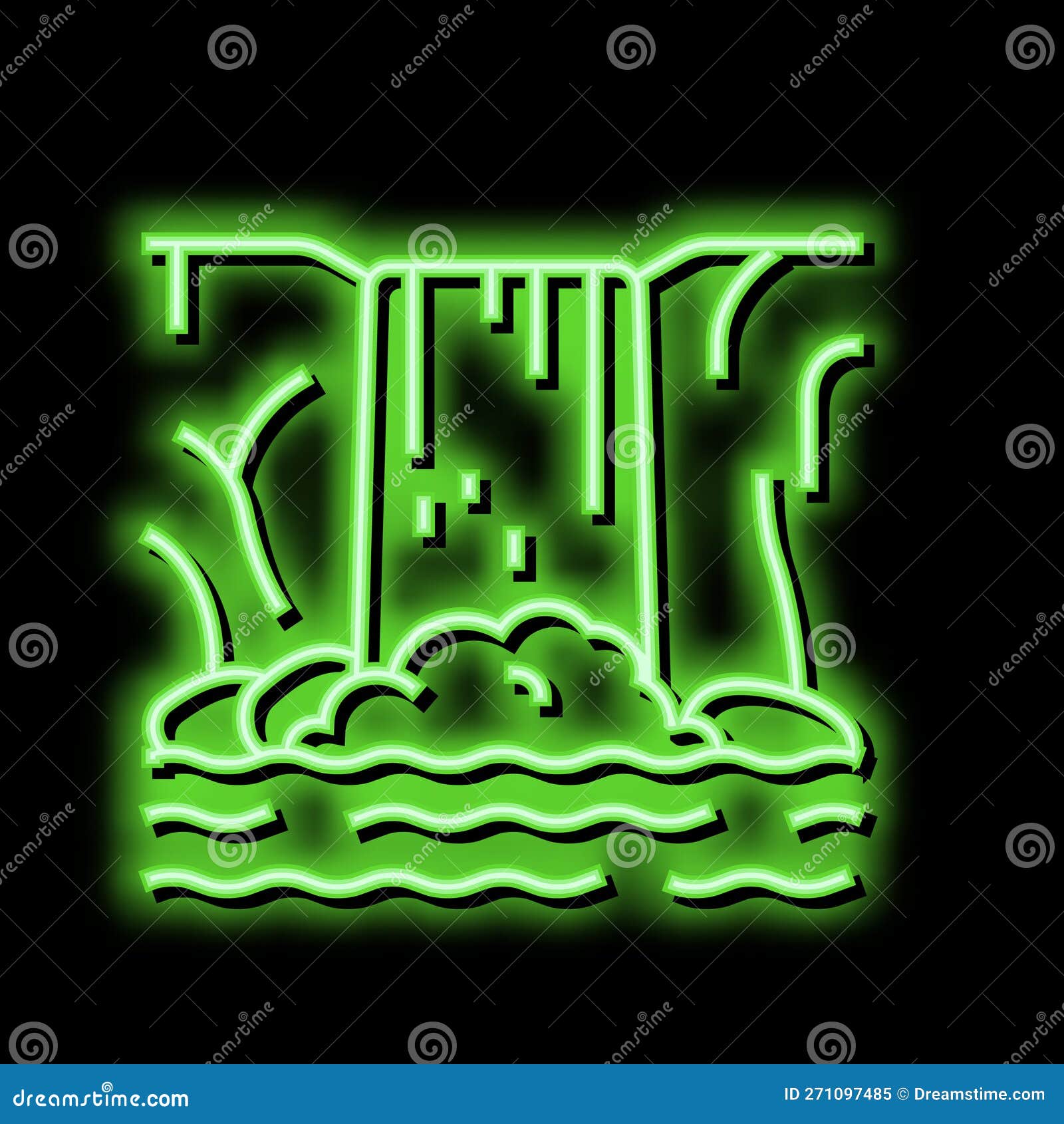 Waterfall Water Neon Glow Icon Illustration Stock Vector - Illustration ...