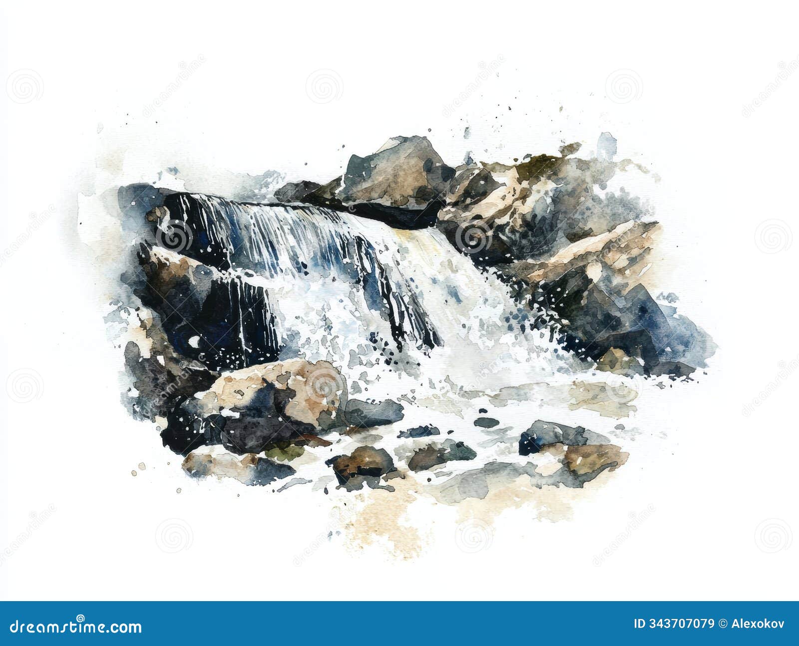 Waterfall Watercolor Painting Background Royalty-Free Stock Photo ...